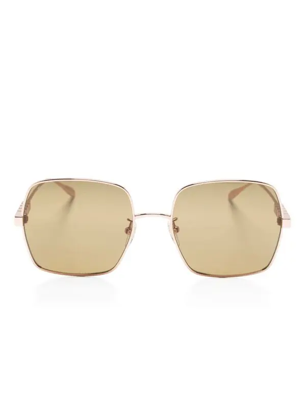 Gucci Lettering Detail Square-frame Sunglasses - Gold