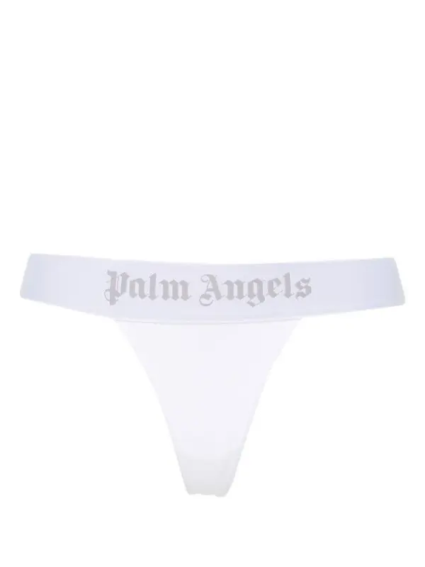 Palm Angels Logo-waistband Jersey Thong - White