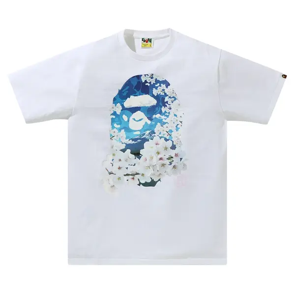 A BATHING APE Sakura Photo Ape Head Tee - White