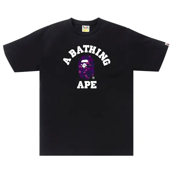 A BATHING APE Color Camo College T-shirt / Purple - Black