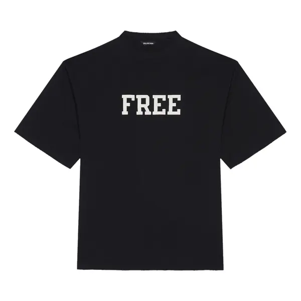Balenciaga Free Logo Wide Tee /white - Black