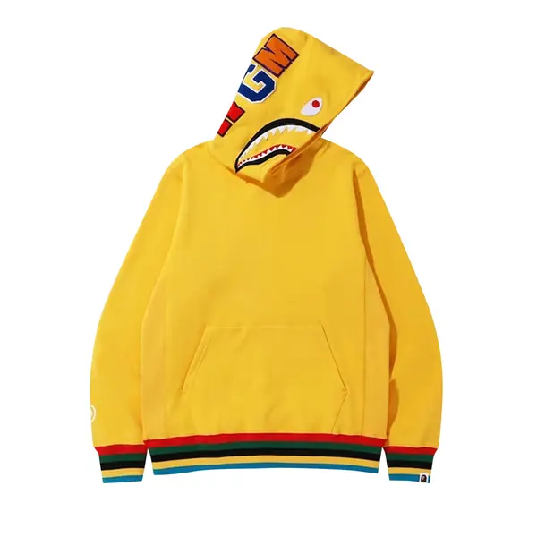A BATHING APE Shark Line Rib Pullover Hoodie - Yellow
