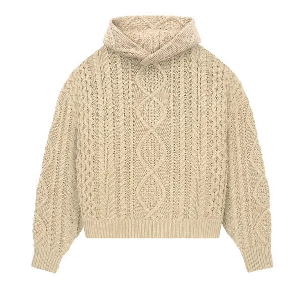 Fear Of God Cable Knit Hoodie 'gold Heather - Tan
