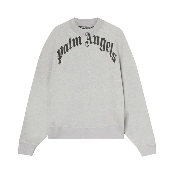 Palm Angels Curved Logo Crewneck - Grey
