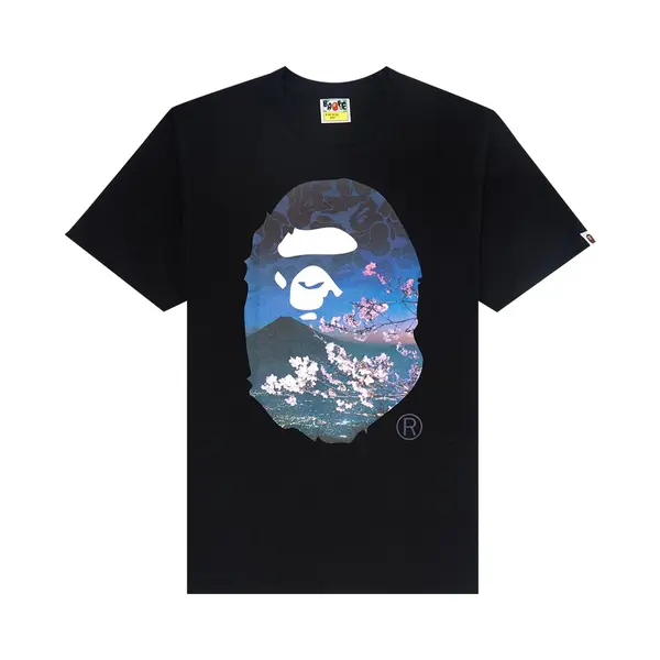 A BATHING APE Sakura Photo Ape Head Tee - Black