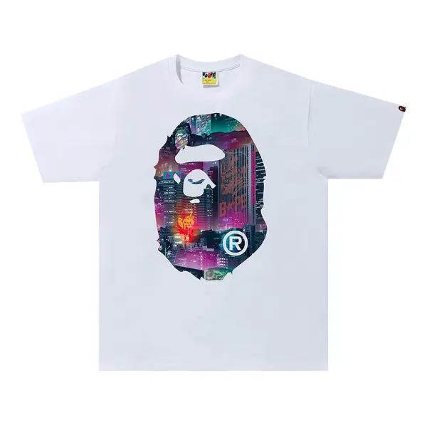 A BATHING APE Neon Tokyo Big Ape Head Tee - White