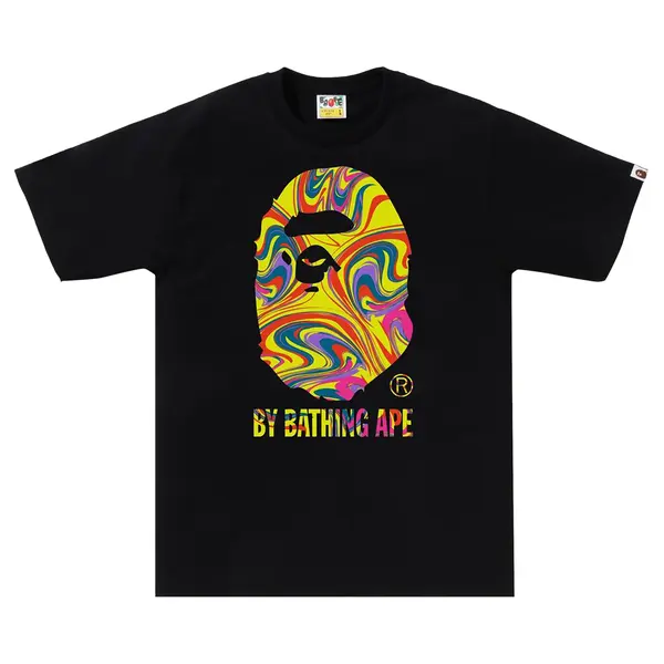 A BATHING APE Marbling Bathing Ape Tee - Black