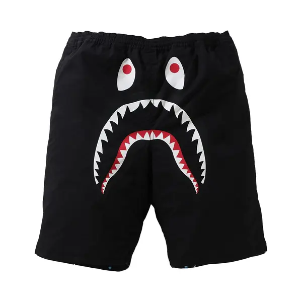 A BATHING APE Space Camo Shark Reversible Shorts - Black