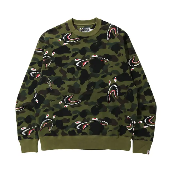 A BATHING APE 1st Camo Shark Relaxed Crewneck - Green