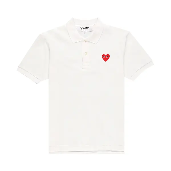 Play Comme Des Garcon Play Polo Shirt With Red Heart - White