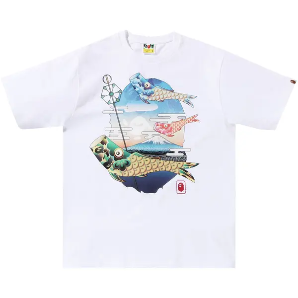 A BATHING APE Koinobori Carp Flags Ape Head Tee - White