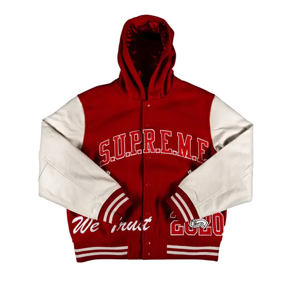 Supreme King Hooded Varsity Jacket - Red