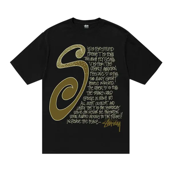 StüSsy S Talk Pigment Dyed Tee 'Almond - Black | Editorialist