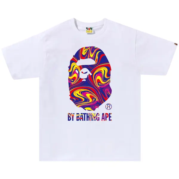 A BATHING APE Marbling Bathing Ape Tee - White