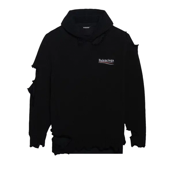 Balenciaga Political Campaign Destroyed Hoodie - Black