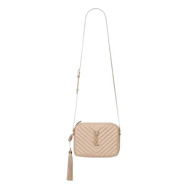 Saint Laurent Lou Quilted Crossbody Bag - Tan