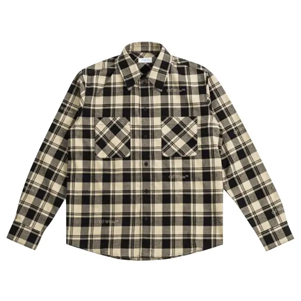 Off-White Check Flannel Shirt 'beige/black - Tan