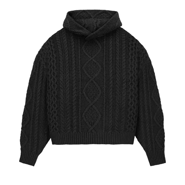 Fear Of God Cable Knit Hoodie - Black