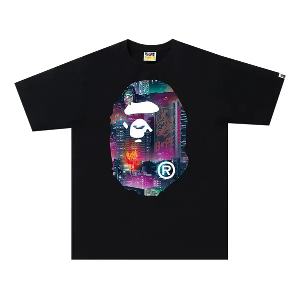 A BATHING APE Neon Tokyo Big Ape Head Tee - Black
