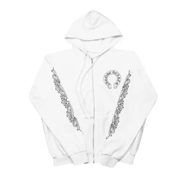 Chrome Hearts Floral Cross Zip Hoodie - White
