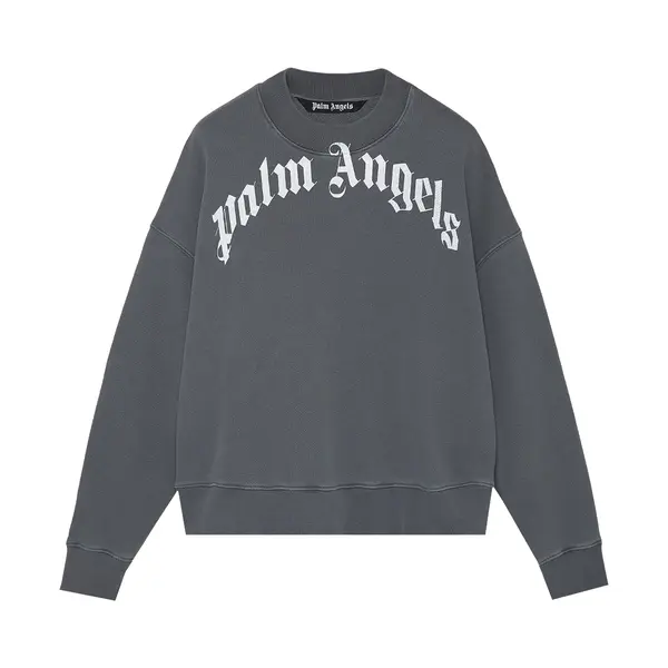 Palm Angels Curved Logo Crewneck - Black