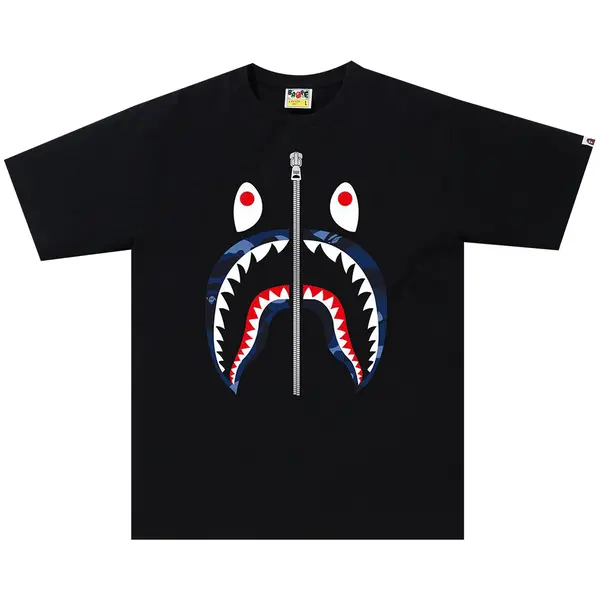 A BATHING APE Color Camo Shark Tee /navy - Black