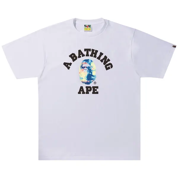 A BATHING APE Tie Dye College Tee /navy - White