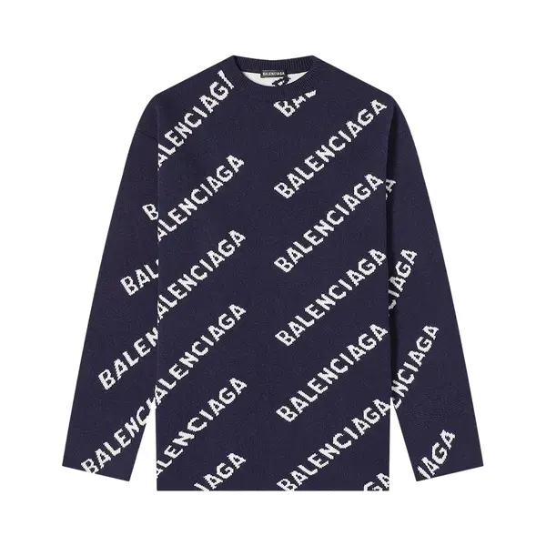 Balenciaga Allover Logo Crewneck - Black