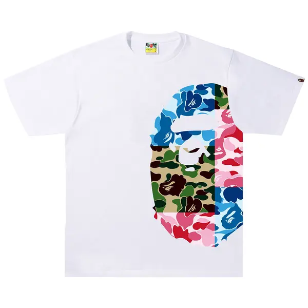A BATHING APE Abc Camo Crazy Side Big Ape Head Tee - White