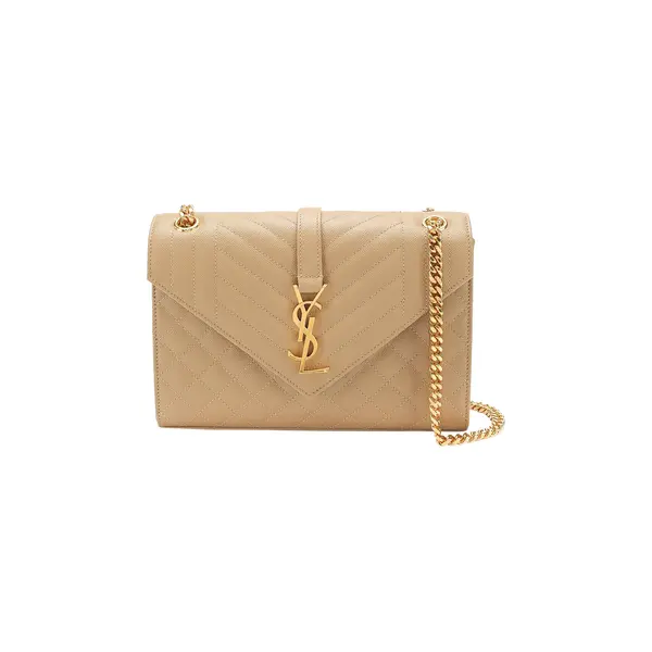 Saint Laurent Monogram Medium Envelope Chain Bag - Tan