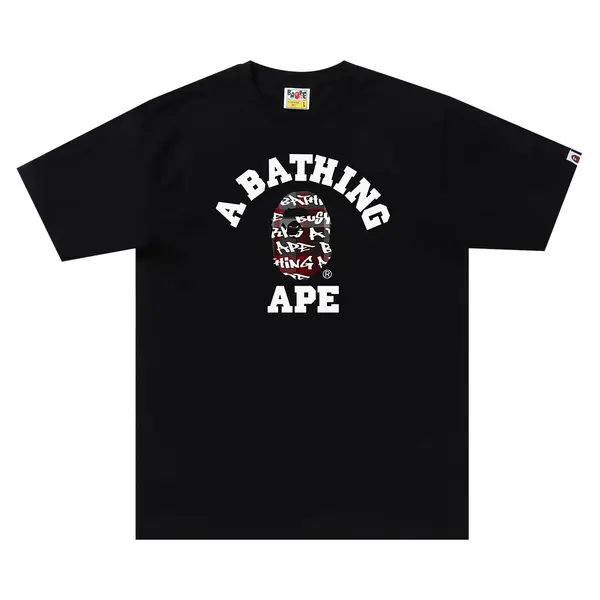 A BATHING APE Graffiti Check College Tee - Black