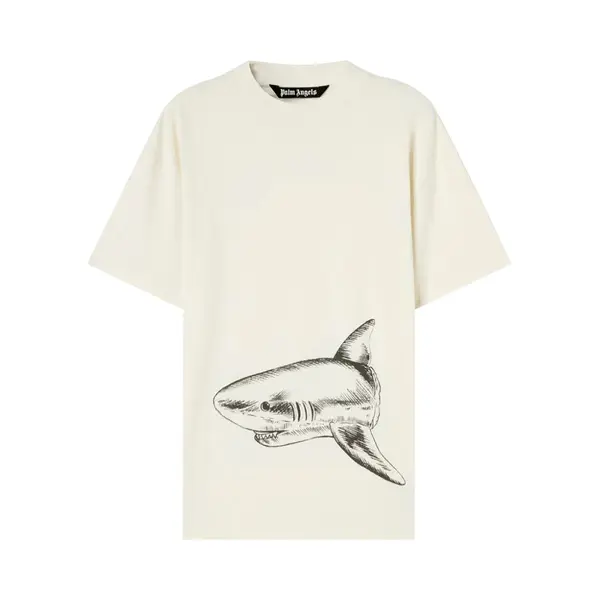 Palm Angels Broken Shark Classic Tee 'butter - White