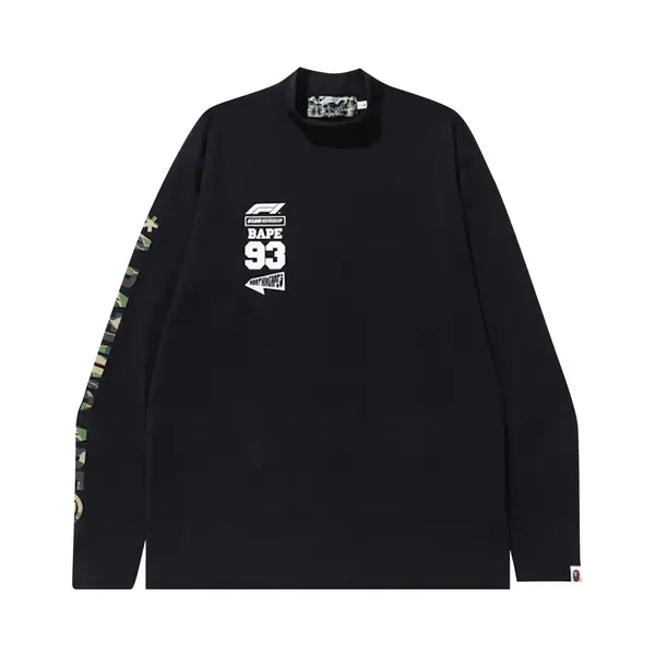 A BATHING APE X F1 Mock Neck Long-sleeve Tee - Black
