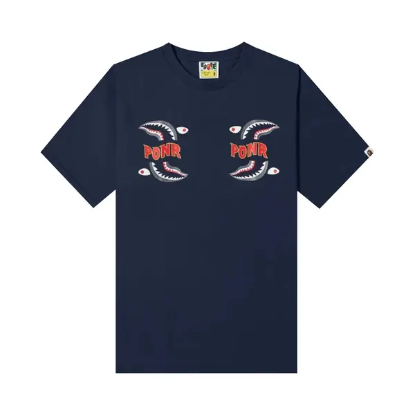 A BATHING APE Shark Ponr Relaxed Fit Tee 'navy