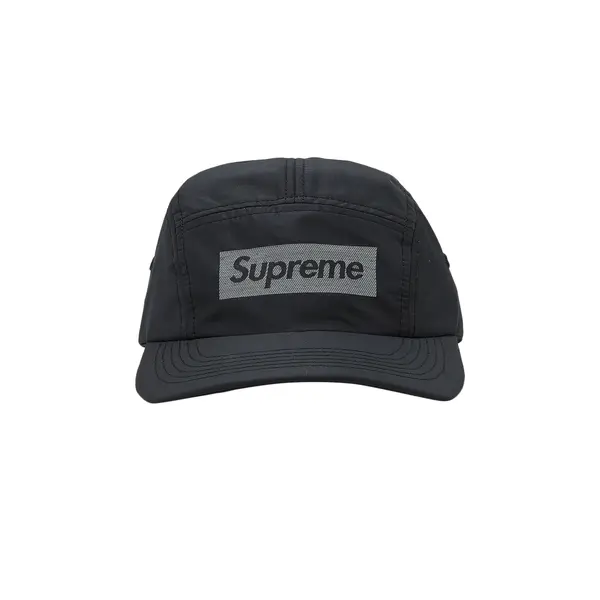 Supreme Reflective Jacquard Logo Camp Cap - Black