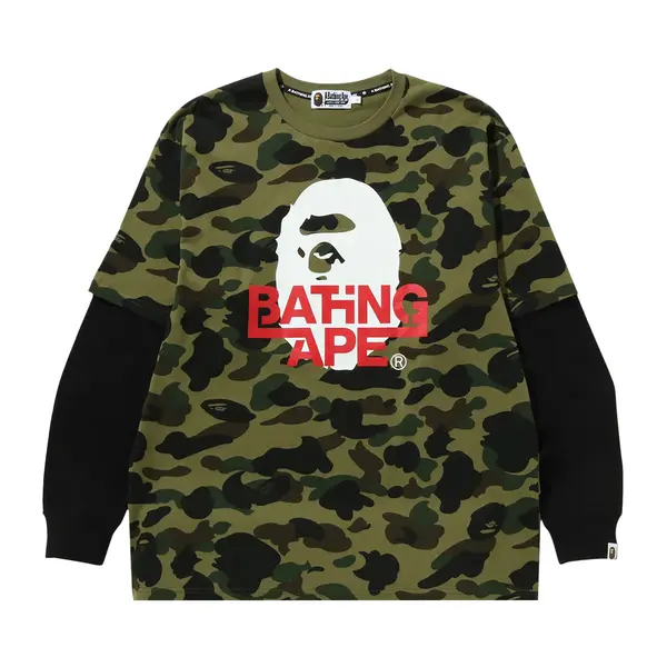 A BATHING APE 1st Camo Relaxed Fit Layered Long-sleeve Tee - Green