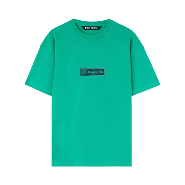 Palm Angels Gd Box Logo Tee /white - Green