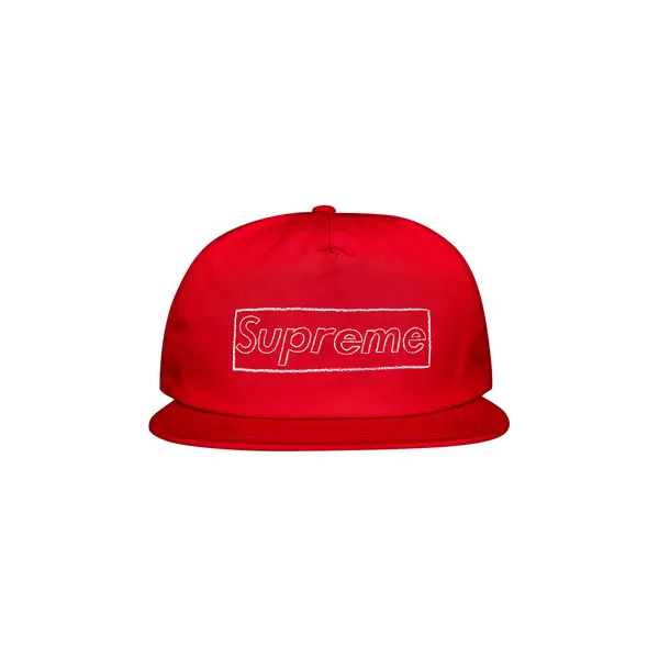 Supreme X Kaws Chalk Logo 5-panel Cap - Red