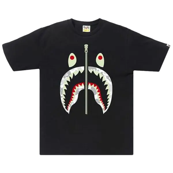A BATHING APE Space Camo Shark Tee - Black