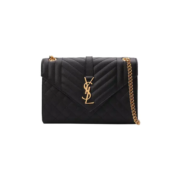 Saint Laurent Monogram Medium Envelope Chain Bag - Black