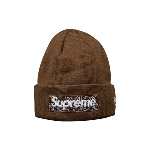 Supreme X New Era Bandana Box Logo Beanie - Brown