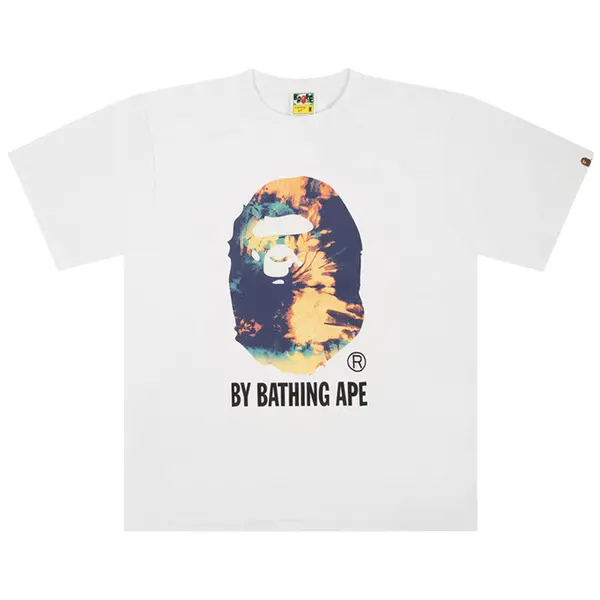 A BATHING APE Tie Dye Big Ape Head Tee - White