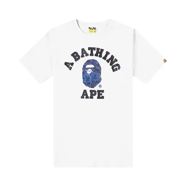 A BATHING APE Sand Camo College Tee /navy - White