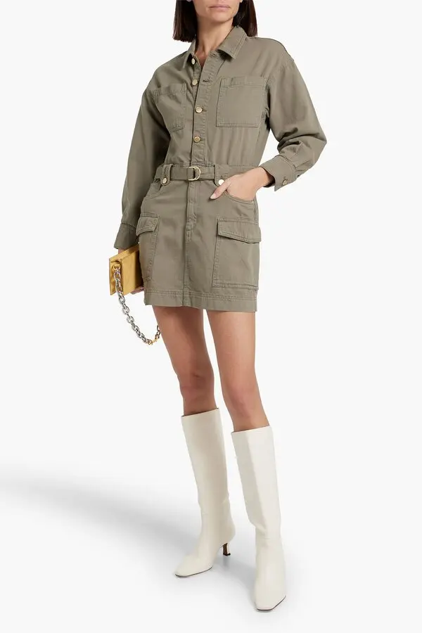 Dl1961 Coletta Belted Denim Mini Dress In Army Green - 85% Off |  Editorialist