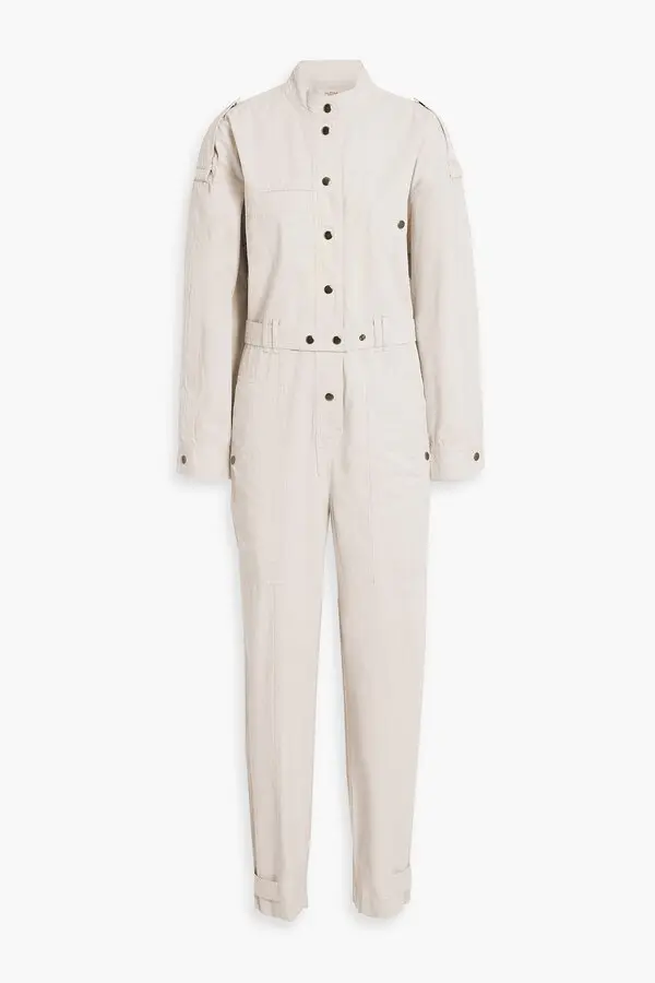 MARANT ETOILE Ruthel Belted Cotton-gabardine Jumpsuit - Ecru