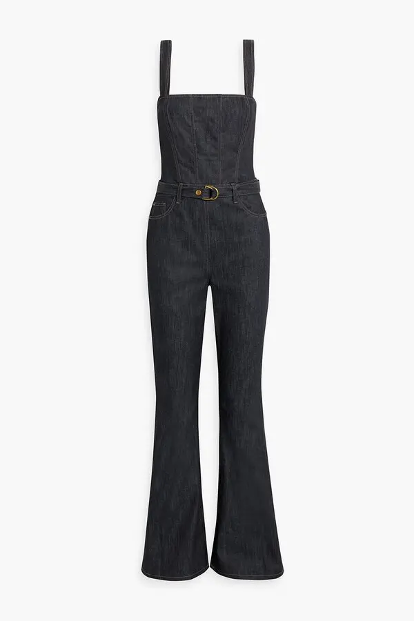 DL1961 Holloway Denim Flared Overalls - Dark Denim