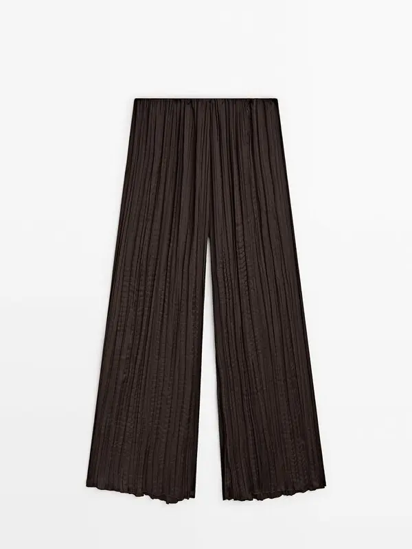 Massimo Dutti Wide-leg Creased-effect Trousers Studio