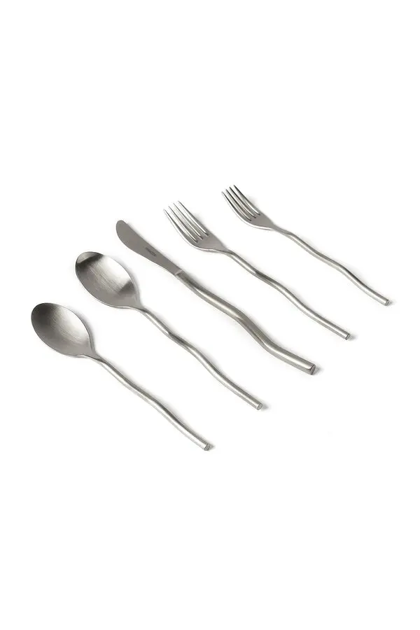 MISETTE Squiggle 5 Piece Cutlery Set In Metallic Silver - Matte Silver