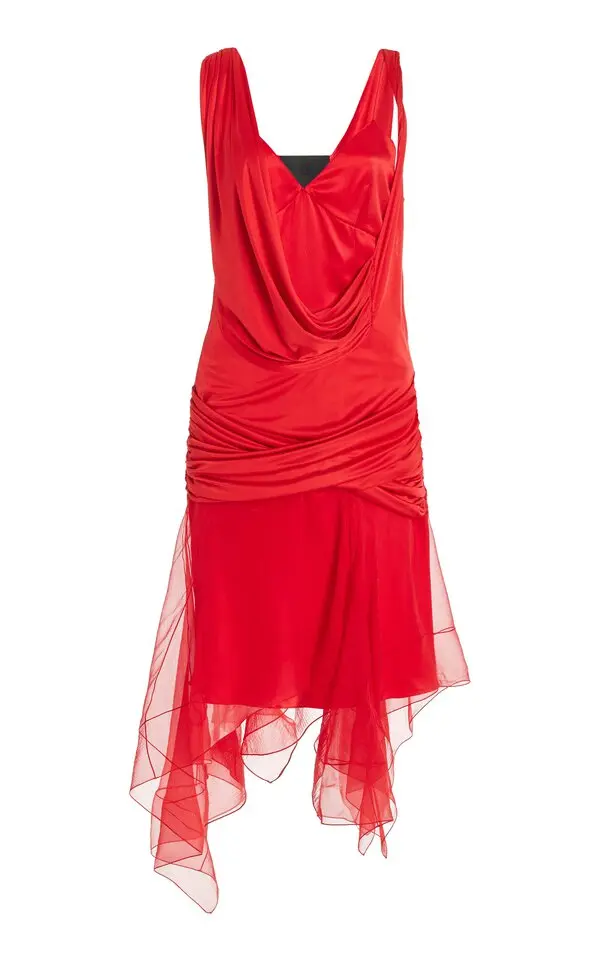 Givenchy Draped Silk Mini Dress - Red