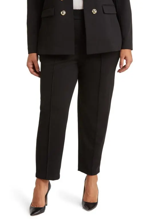TAHARI ASL Pintuck Tapered Leg Trousers - Black